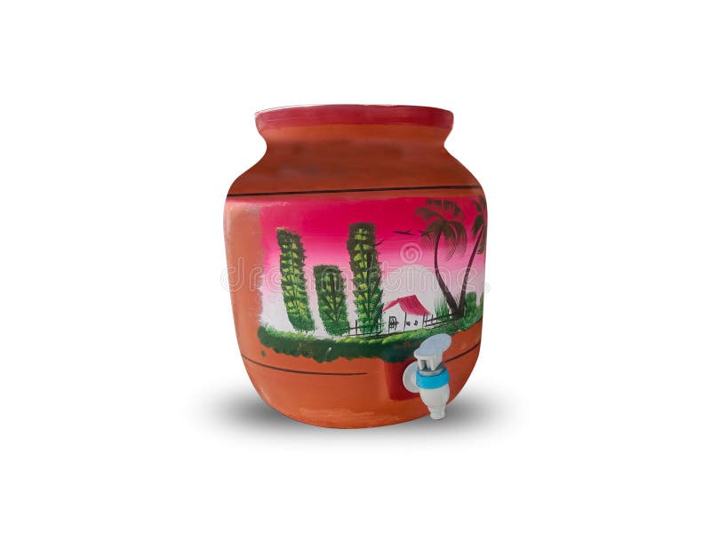 HANDMADE CLAY WATER POT and White BACKGROUND Stock Photo - Image of ...