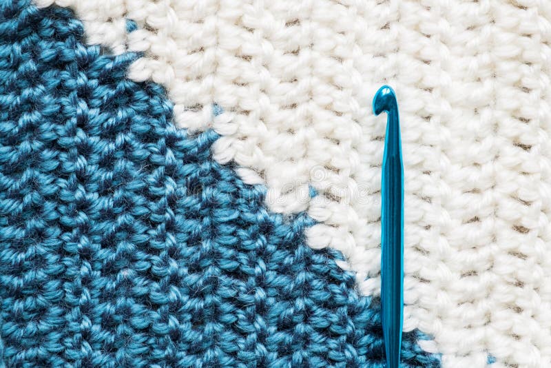 Handmade Close-up Simple Blue and White Crochet Pattern with Crochet ...