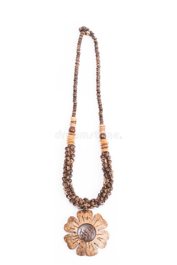 A Handmade Coconut Shell Necklace Stock Photo - Image of female ...