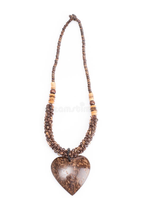 A Handmade Coconut Shell Necklace Stock Photo - Image of woman, fruit ...