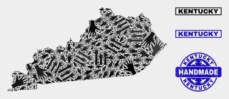 Handmade Collage of Kentucky State Map and Grunge Stamp Stock Vector ...