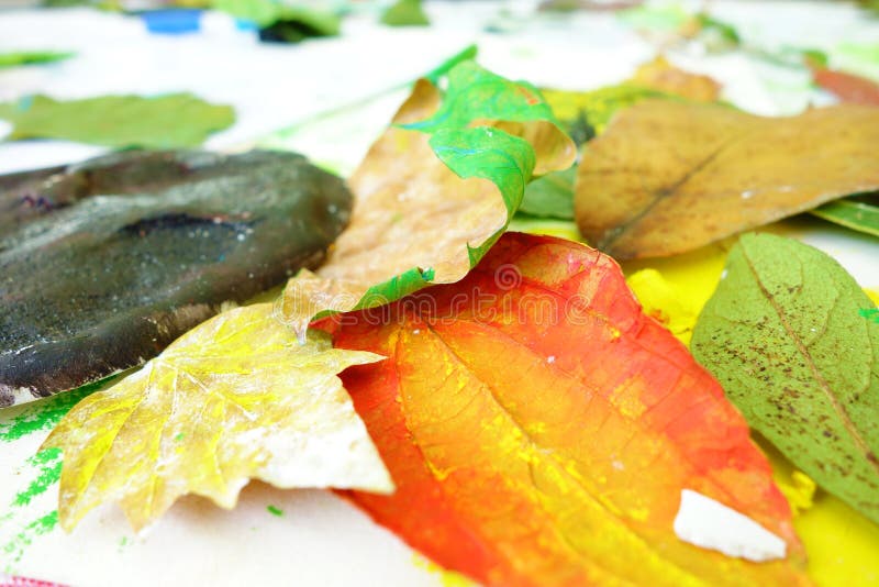 Handmade colorful leaves stock image. Image of handmade - 43423327