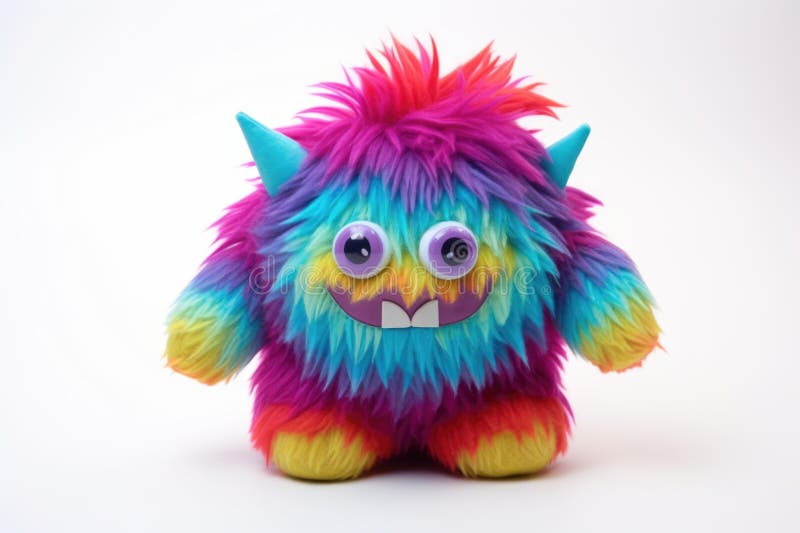 Handmade, Colorful Monster Plush Toy on a White Background Stock Image ...