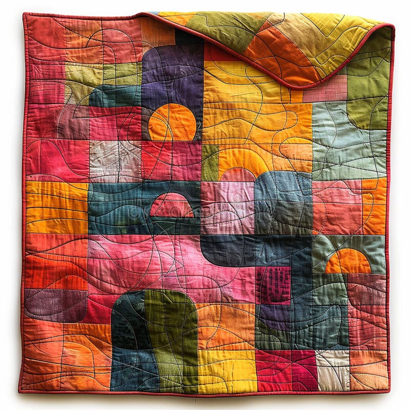 Handmade Colorful Patchwork Quilt Stock Illustration - Illustration of ...