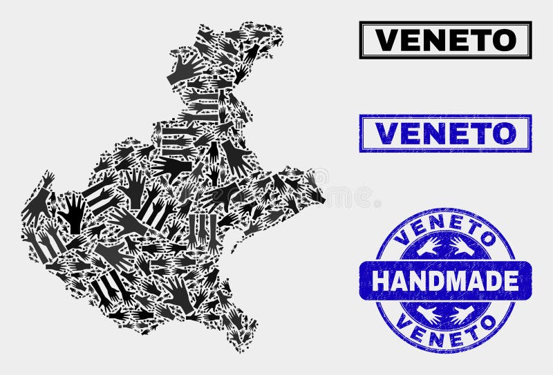 Handmade Composition of Veneto Region Map and Scratched Seal Stock ...