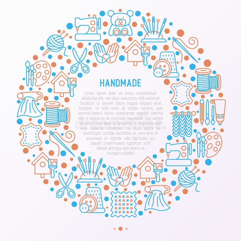Handmade Concept in Circle with Thin Line Icons Stock Vector ...