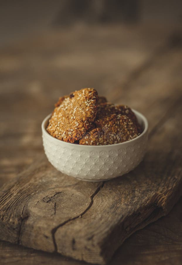 Handmade cookies on wood stock image. Image of sack - 171546417