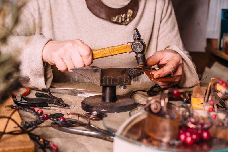 Handmade Copper Wire Working Tools on the Table with Accessoires ...