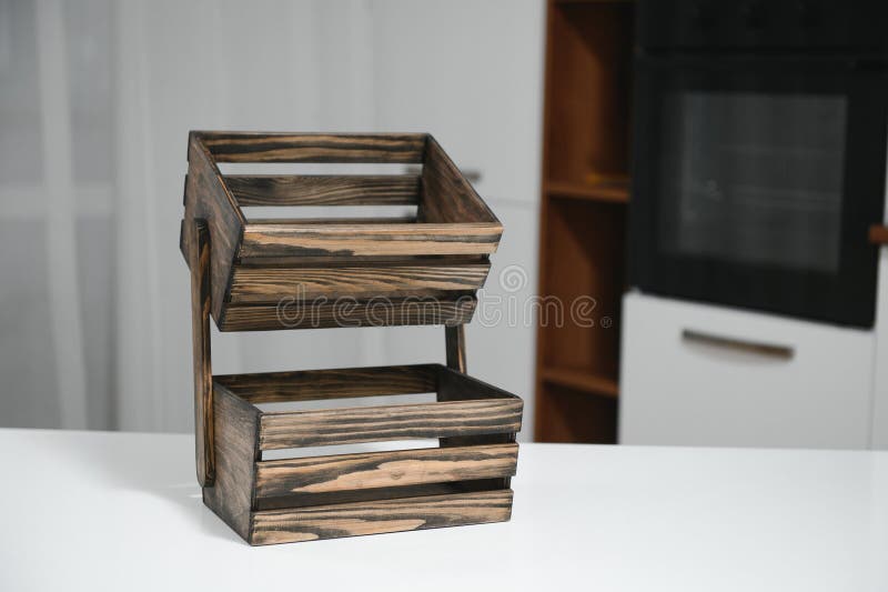 Handmade Craft Box for Vegetables or Fruits in the Kitchen Stock Image ...