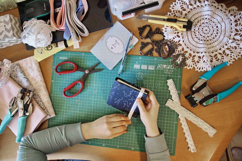 Handmade Creating of the Diary from Special Scrapbooking Paper Stock ...