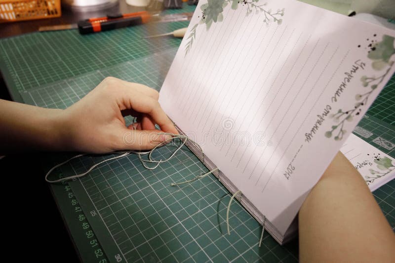 Handmade Creating of the Diary from Special Scrapbooking Paper Stock ...