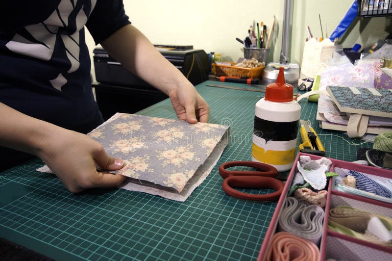 Handmade Creating of the Diary from Special Scrapbooking Paper Stock ...
