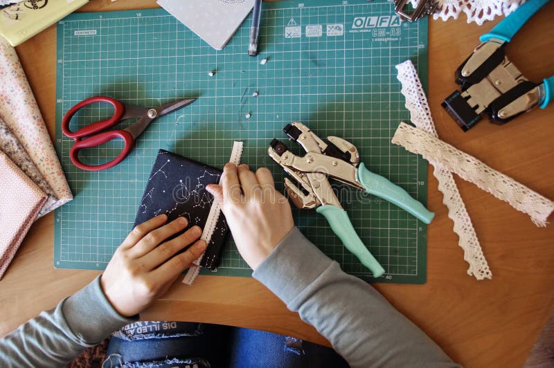 Handmade Creating of the Diary from Special Scrapbooking Paper Stock ...