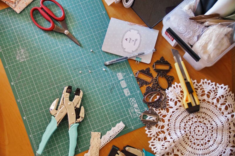 Handmade Creating of the Diary from Special Scrapbooking Paper Stock ...