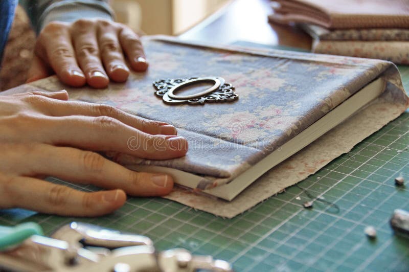 Handmade Creating of the Diary from Special Scrapbooking Paper Stock ...