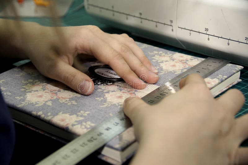 Handmade Creating of the Diary from Special Scrapbooking Paper Stock ...