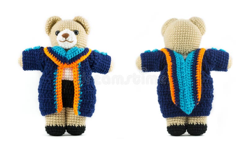 Handmade Crochet Teddy Bear Doll with Graduation Stock Photo - Image of ...