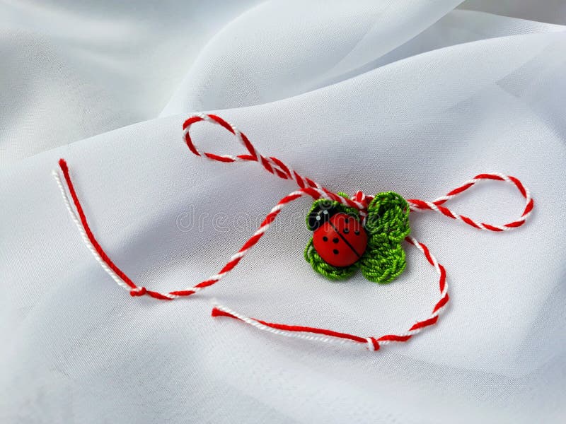 Handmade Crocheted Four-leaf Clover with Ladybug and Red and White ...