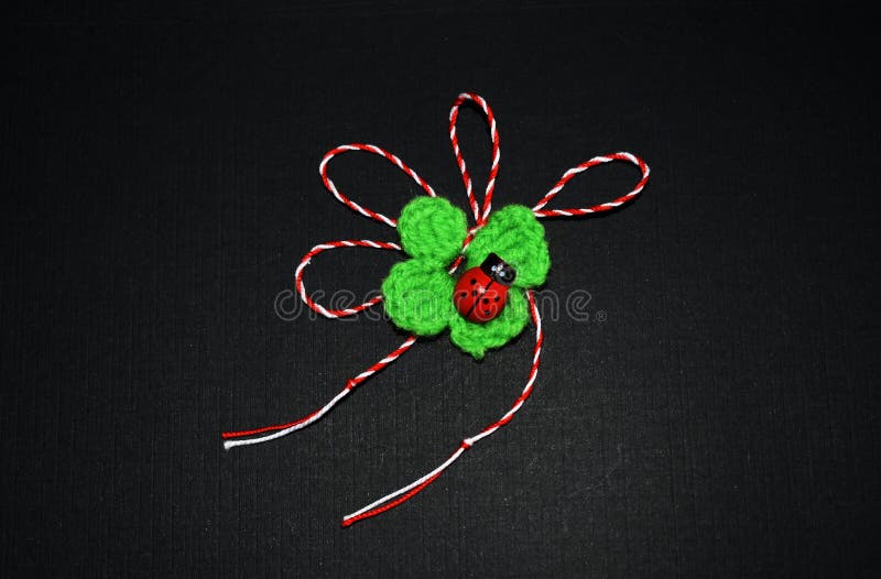 Handmade Crocheted Four-leaf Clover with Ladybug and Red and White ...