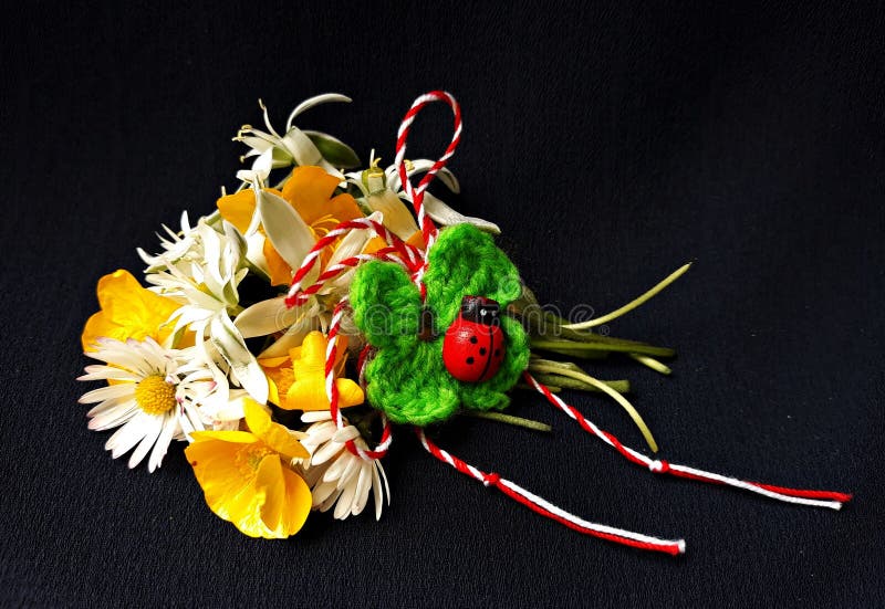 Handmade Crocheted Four-leaf Clover with Ladybug and Red and White ...
