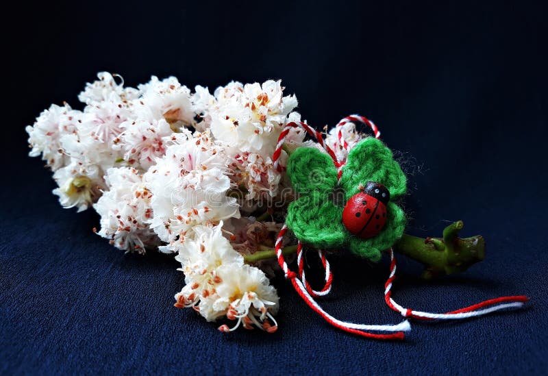 Handmade Crocheted Four-leaf Clover with Ladybug and Red and White ...