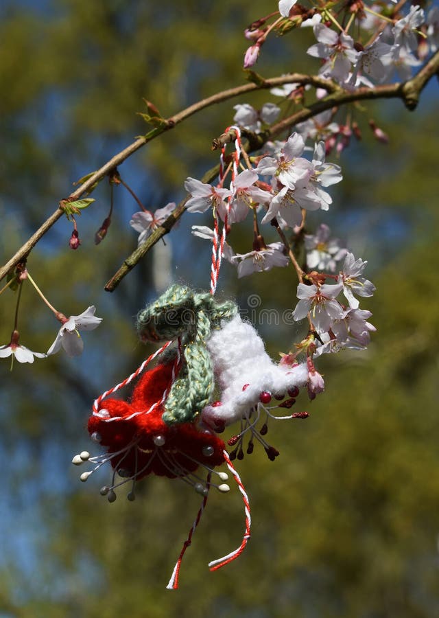 Unique Handmade Crocheted Martisor, a Romanian Spring Tradition. Stock ...