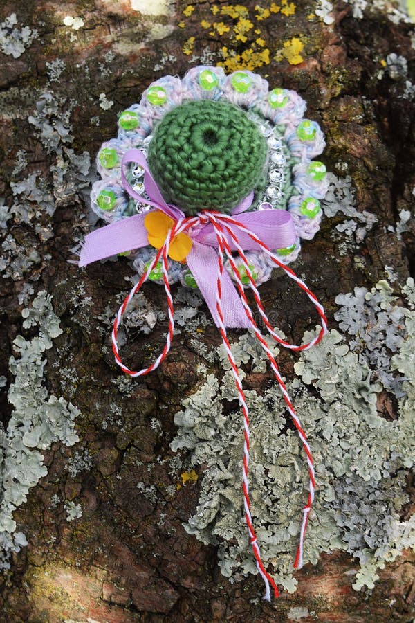 Unique Handmade Crocheted Martisor, a Romanian Spring Tradition. Stock ...