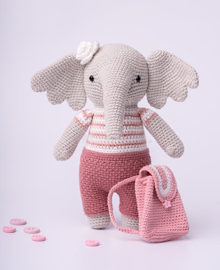 Handmade Crocheted Toy - Elephant. Handmade Stuffed Toy Stock Photo ...