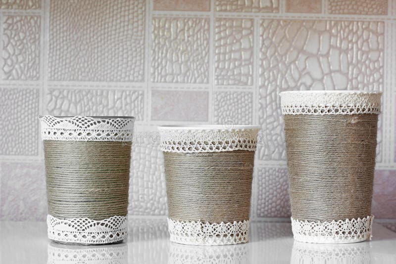 Handmade Cups in the Kitchen Stock Photo - Image of neutral, color ...