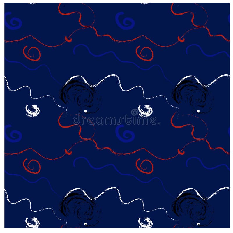 Handmade Curvy Wavy Seamless Pattern Stock Vector - Illustration of ...