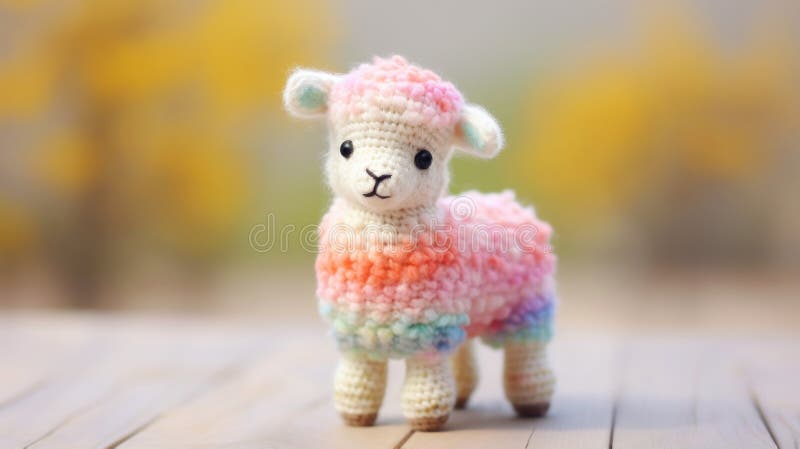 Handmade Cute Baby Lamb Toy Crafted from Coloured Wool Stock ...