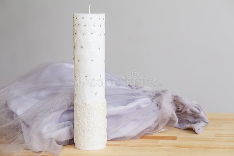 Handmade Cylindrical Shape Candle with Rhinestones Stock Photo - Image ...