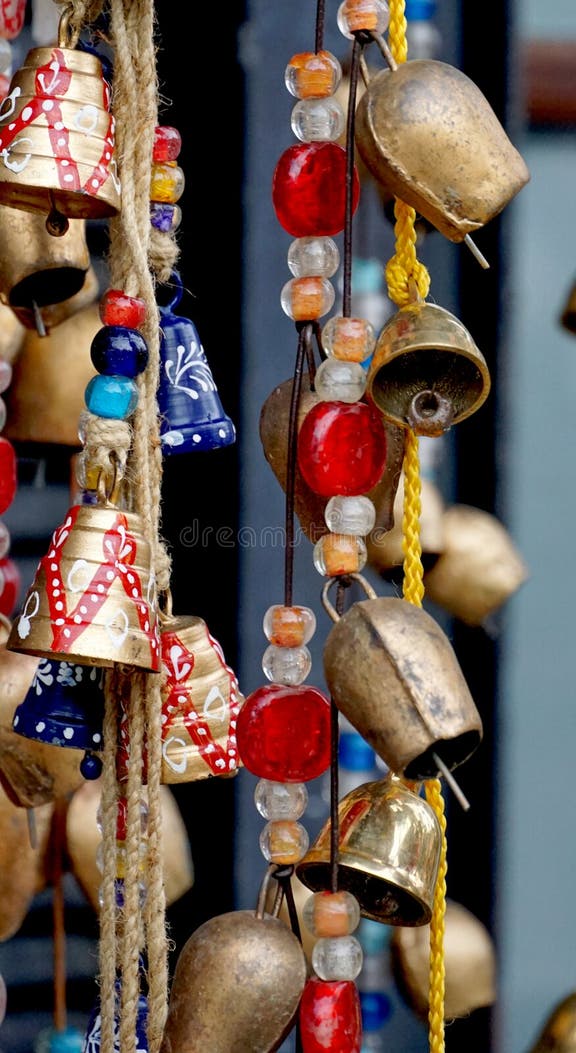 Handmade Decoration, Hanging Bells on a Rope Stock Image - Image of ...