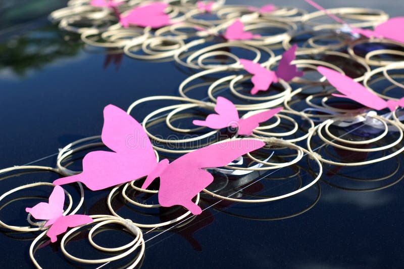 Handmade Decoration on Wedding Car Stock Image - Image of ring, decor ...