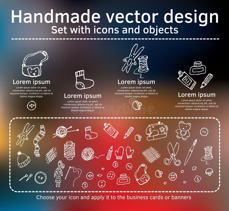 Set of Handmade Icons and Objects Stock Vector - Illustration of ...