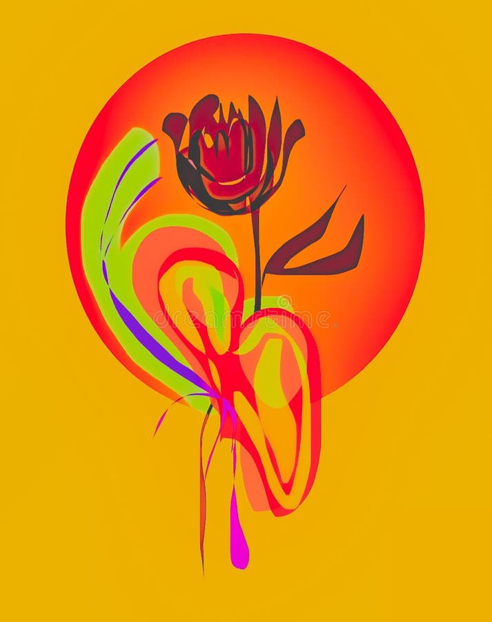 Abstract Rose with a Butterfly with the Moon - Abstract Drawing 21.1 ...