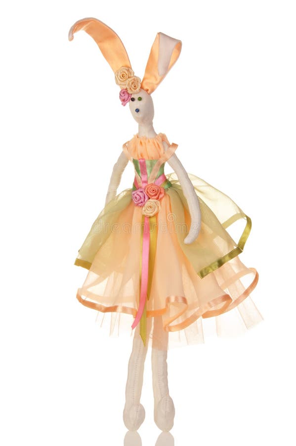 Handmade Doll Rabbit Dressed in a Orange Dress Stock Photo - Image of ...