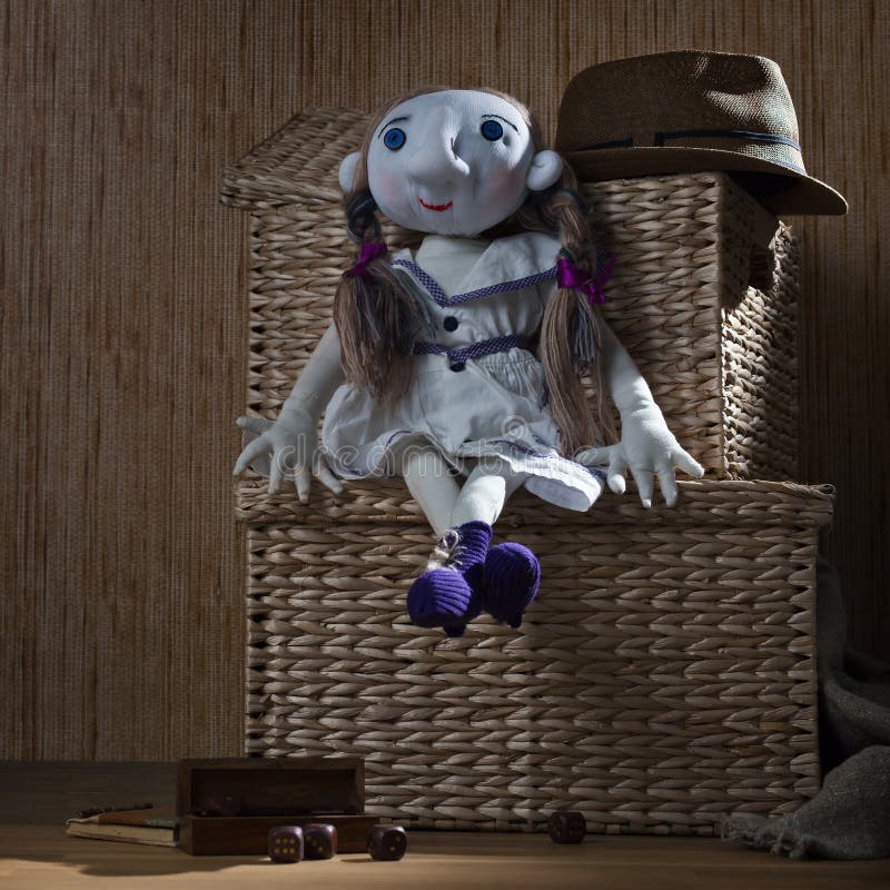 Handmade Doll in White Dress Stock Photo - Image of stuffed, antique ...