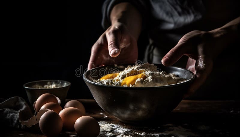 Handmade Dough on Wooden Table, Rustic Baking Generated by AI Stock ...