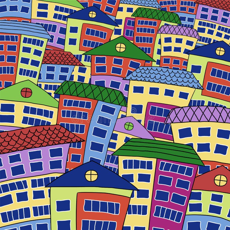 Handmade Drawing City Landscape Stock Vector - Illustration of paint ...