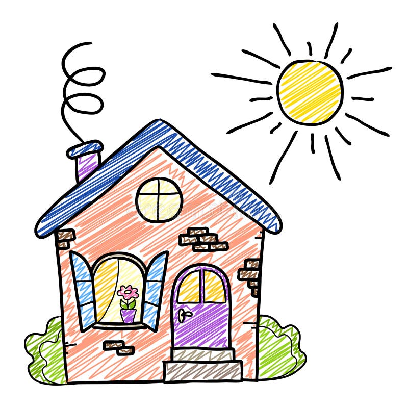 The Handmade Drawing Country House Stock Vector - Illustration of ...