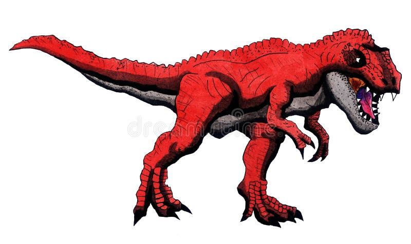 Red Tyrannosaurus Rex stock illustration. Illustration of prehistoric ...