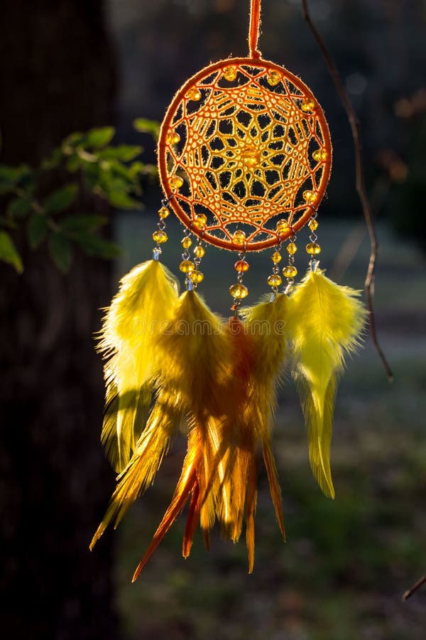 Handmade Dream Catcher With Feathers Threads And Beads Rope Hanging ...
