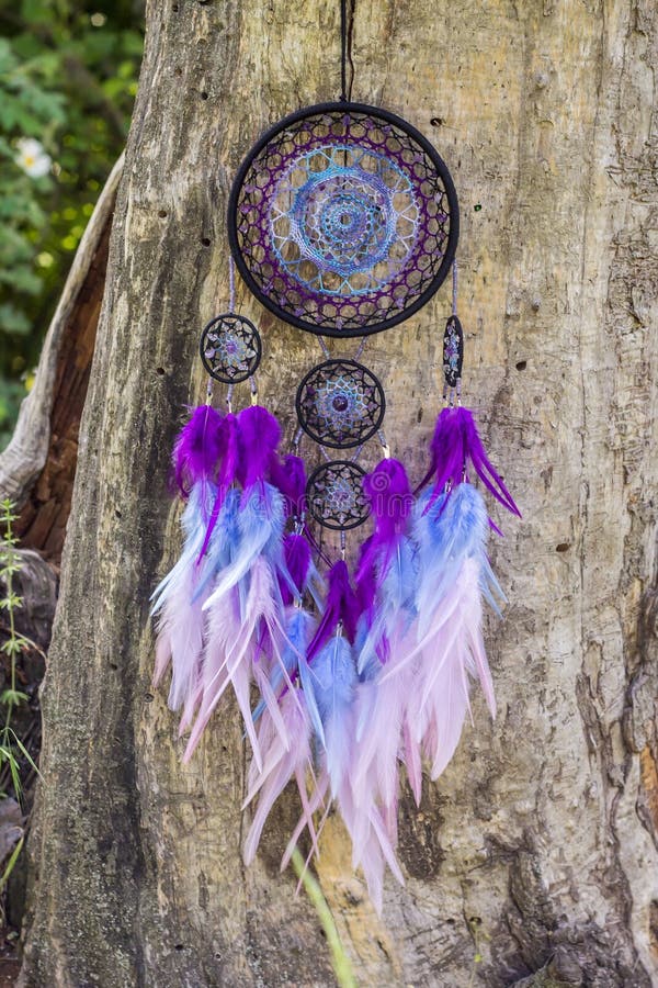 Handmade Dream Catcher with Feathers Threads and Beads Rope Hanging ...