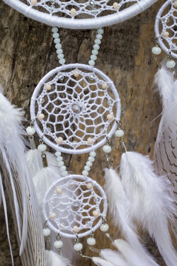 Handmade Dream Catcher with Feathers Threads and Beads Rope Hanging ...