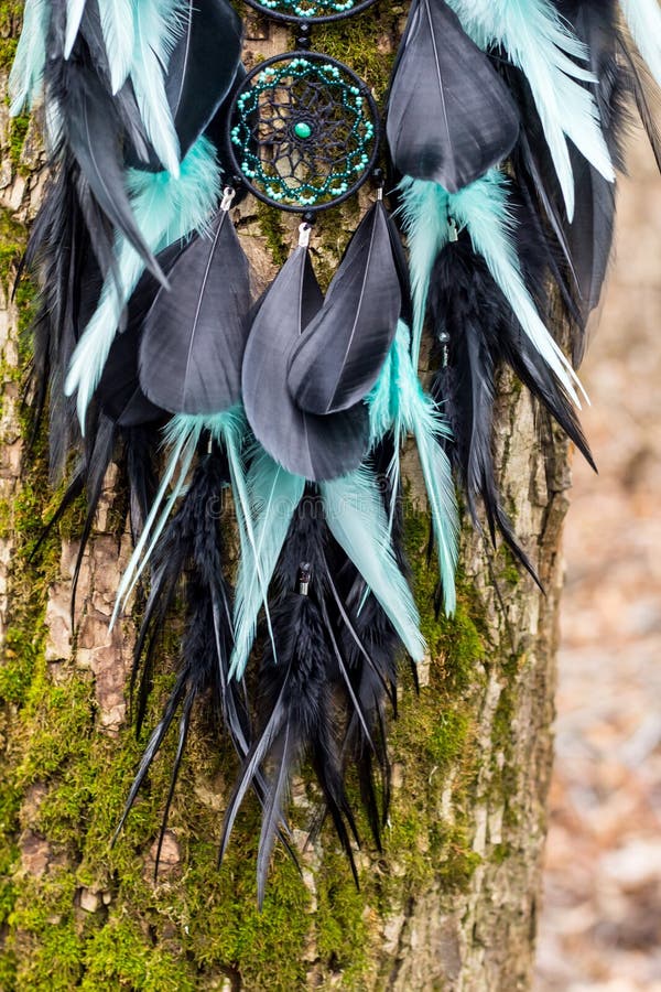 Handmade Dream Catcher with Feathers Threads and Beads Rope Hanging ...