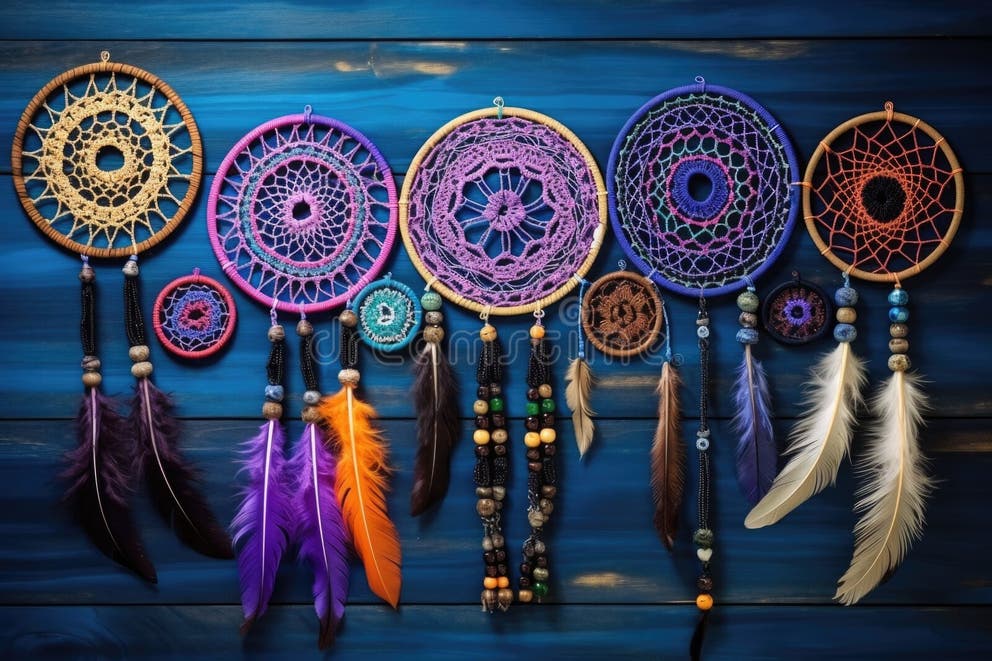 Handmade Dream Catchers with Feathers and Beads Stock Image - Image of ...