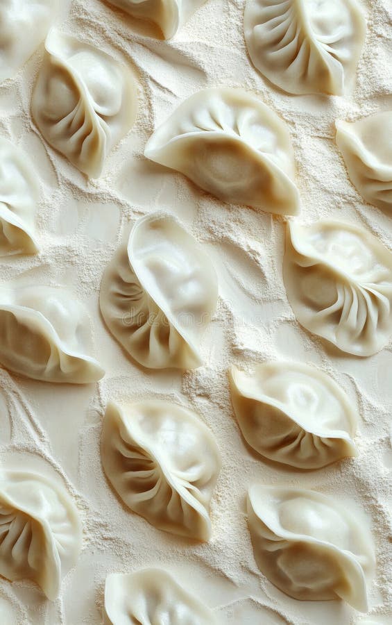 Handmade Dumplings on Floured Surface Highlighting Culinary ...