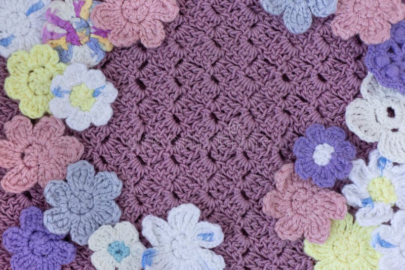 Handmade Dust Pink Knitting Macro Fabric Pattern Crochet Flowers Stock ...
