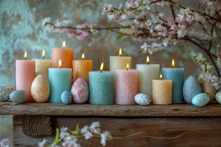 Handmade Easter Candles, Various Handmade Easter Candles Displayed on a ...